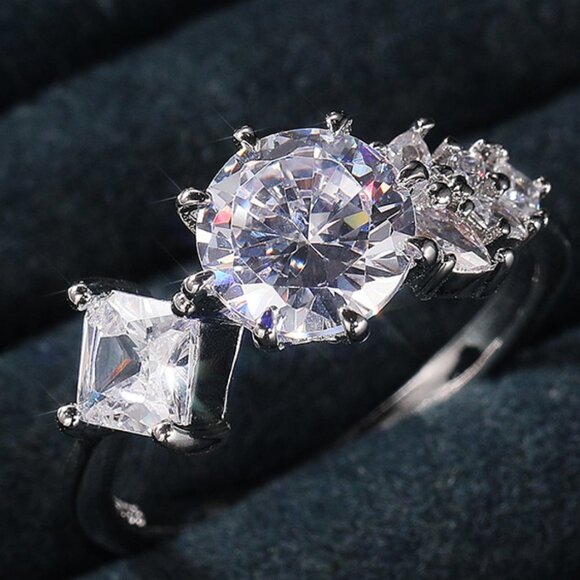 ️925 STERLING SILVER | Jewelry | Cz Square Leaf 925 Silver Plated ...